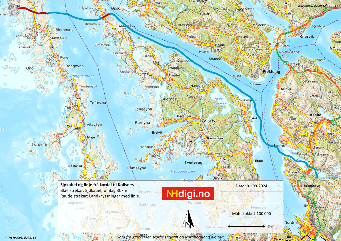 Kraftlinje Samnanger-Kollsnes - Hordaland